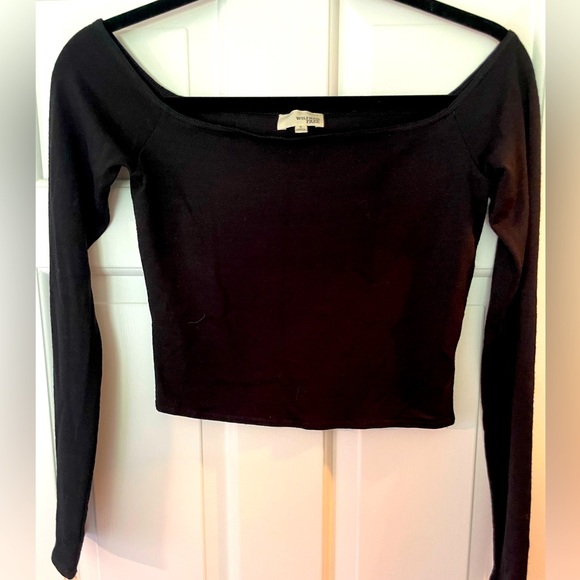 Aritzia | Tops | Aritzia Off The Shoulder Black Top | Poshmark